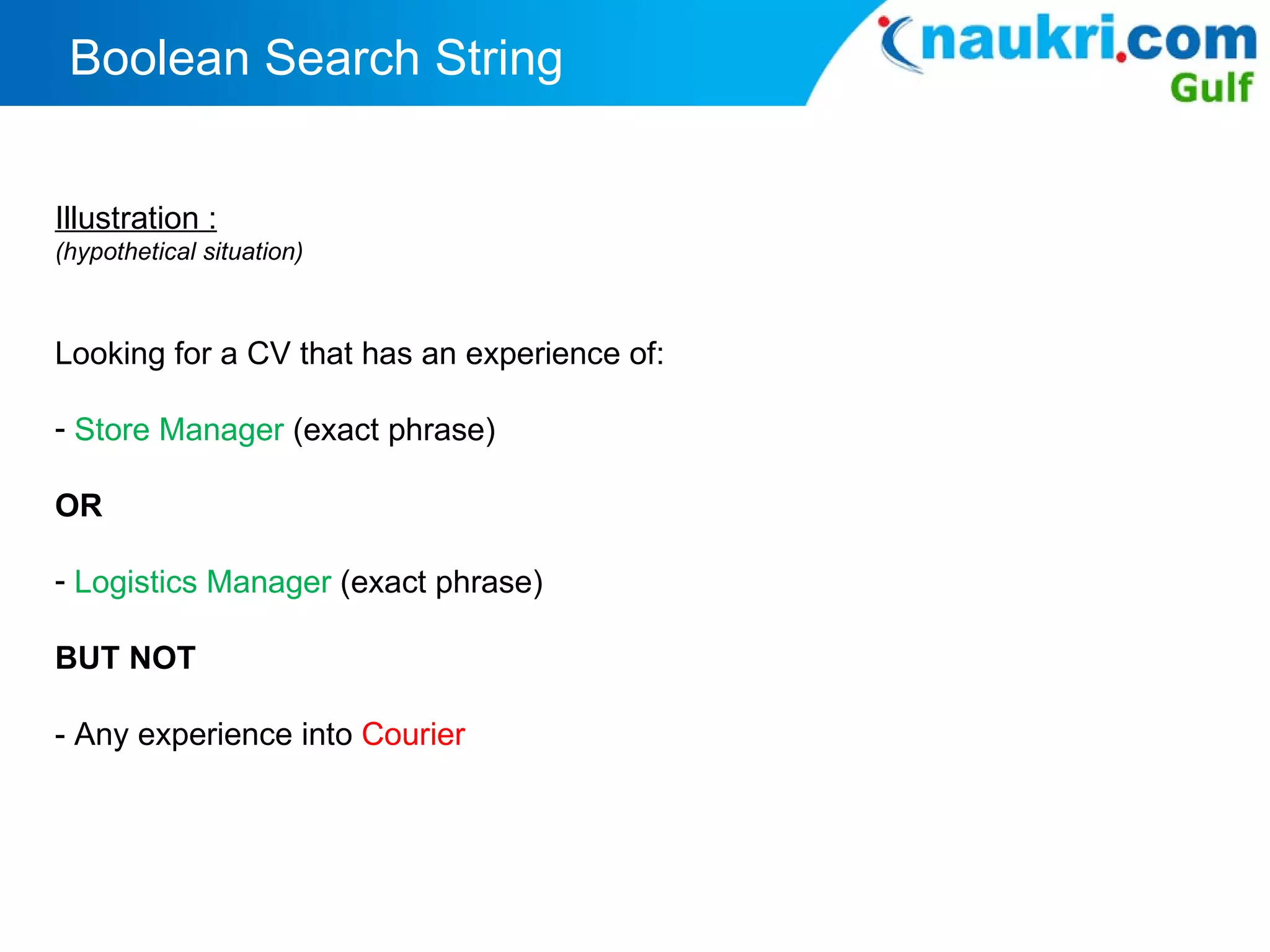 Boolean usage in resdex | PPT