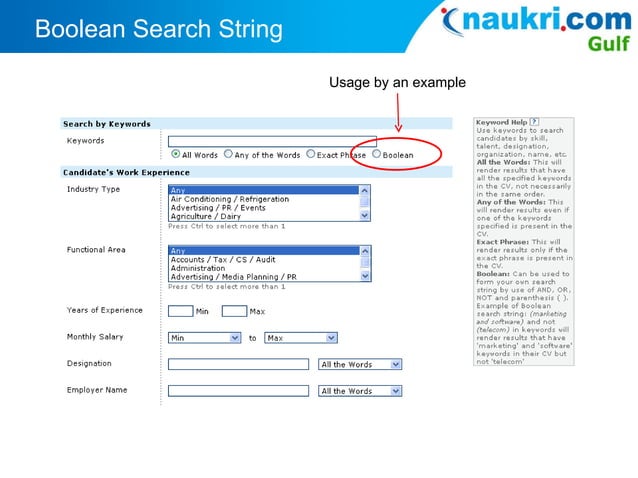 Boolean usage in resdex | PPT