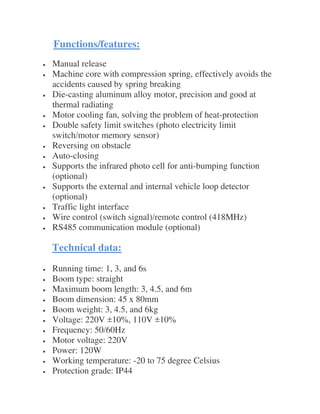 Boom barrier technical detail | PDF
