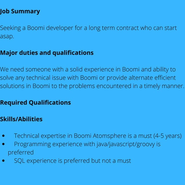 BOOMI Developer | PPT