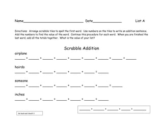 Boom Town 5 1 Spelling Scrabble Addition | PPT