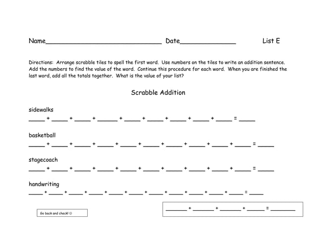 Boom Town 5 1 Spelling Scrabble Addition | PPT