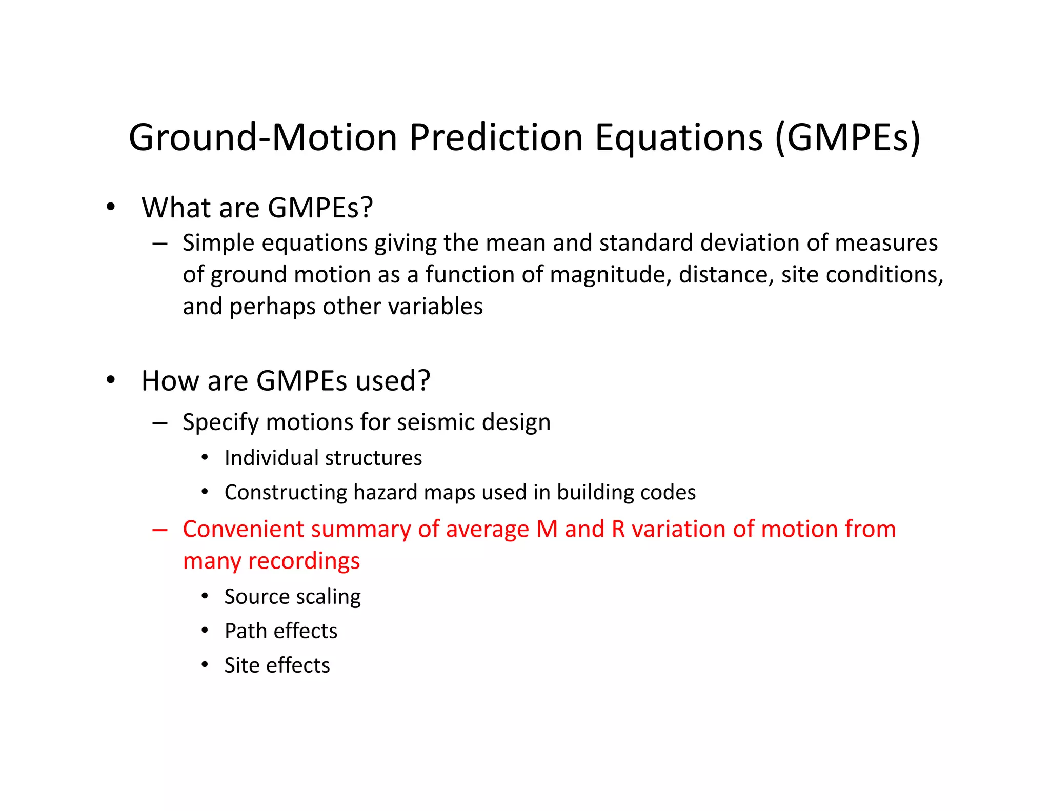 What Do Ground Motion Prediction Equations Tell Us? | PDF