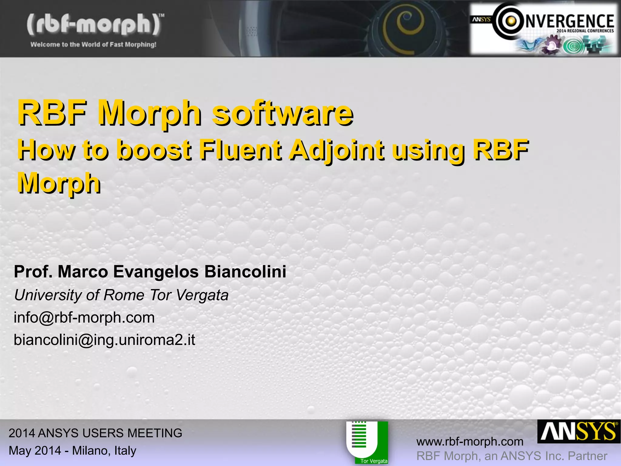 How to Boost ANSYS Fluent Adjoint Using RBF Morph Software | PPT