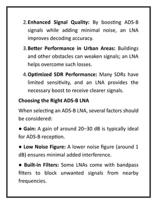 Boost ADS-B Signals How an LNA Improves Reception | PDF