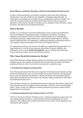 Boost Efficiency and Reduce Downtime with Hex64 Info Solutions DevOps Services | PDF