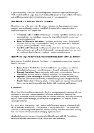 Boost Efficiency and Reduce Downtime with Hex64 Info Solutions DevOps Services | PDF