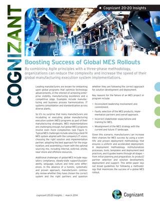 Boosting Success of Global MES Rollouts | PDF