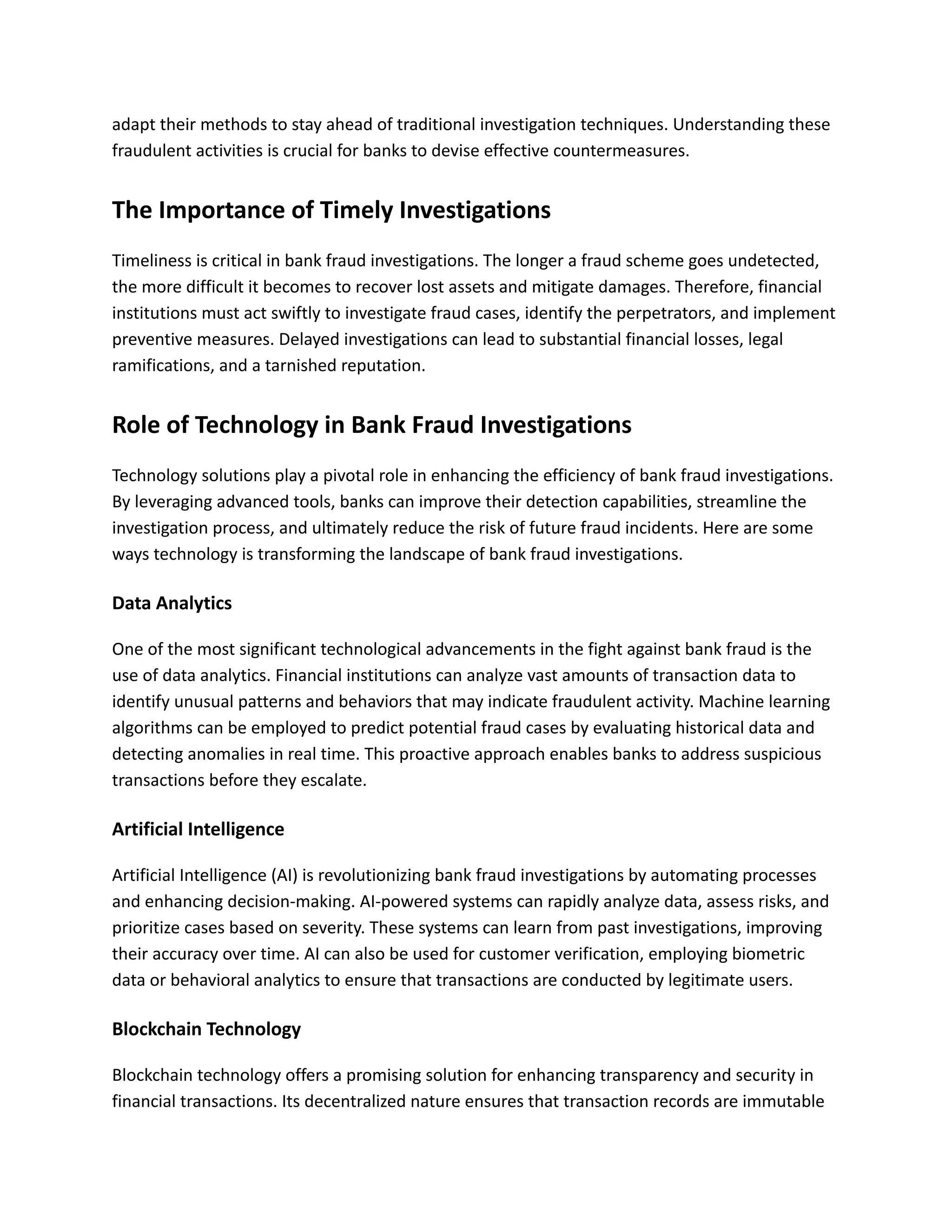 Boosting Bank Fraud Investigations: The Role of Technology Solutions in ...