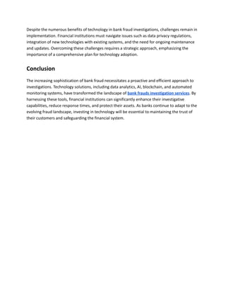 Boosting Bank Fraud Investigations: The Role of Technology Solutions in ...