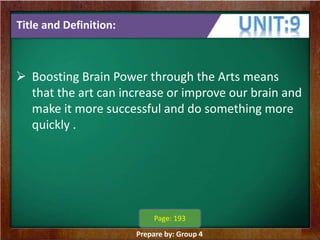 Boosting brain to the art | PPT