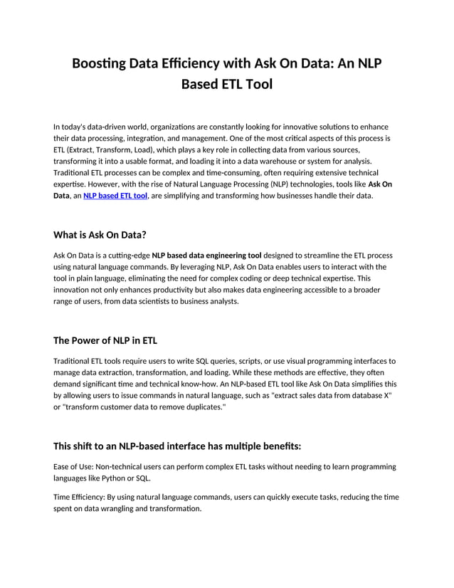 Boosting Data Efficiency With Ask On Data An Nlp Based Etl Tooldocx