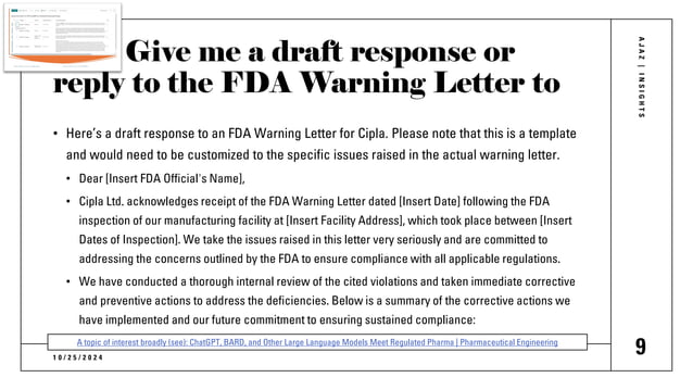 Boosting FDA Warning Letters Regulatory Analysis with Generative AI ...