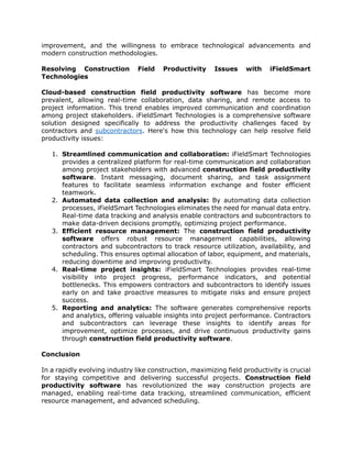 Boosting Field Efficiency with advanced Construction Field Productivity ...