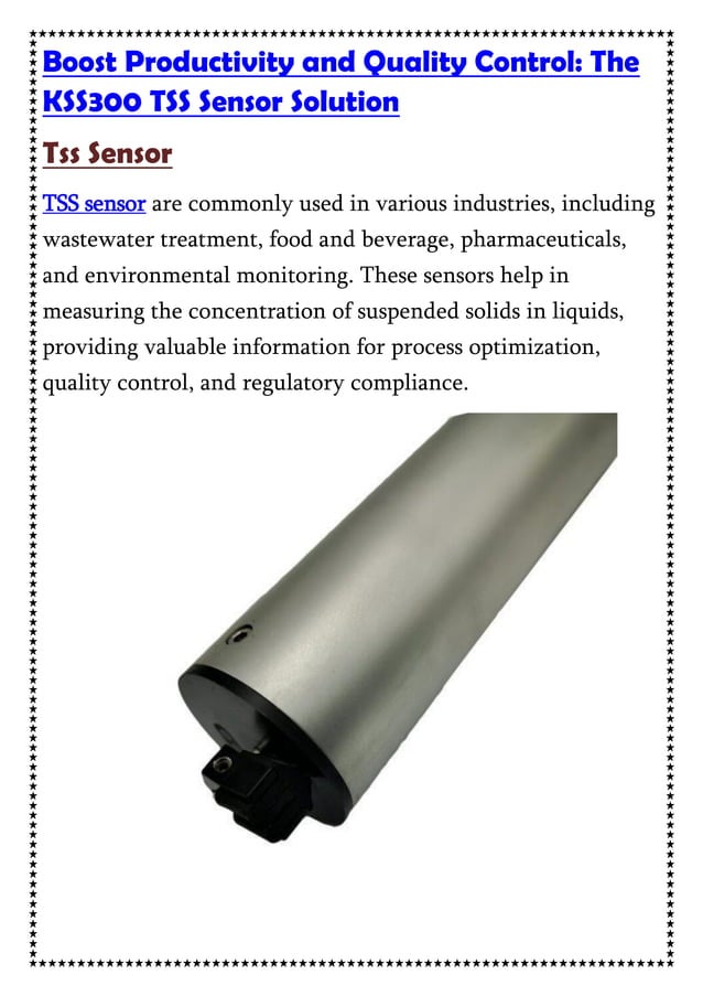 Boost Productivity and Quality Control-The KSS300 TSS Sensor Solution ...