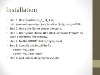 Introduction to Boost regex | PPT | Programming Languages | Computing