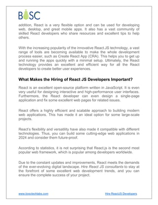 Boost Startup Success: Hire Skilled ReactJS Developers Today | PDF
