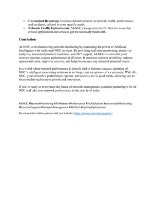 Boost Your Network Performance with AI-NOC's Intelligent Monitoring Solutions | PDF