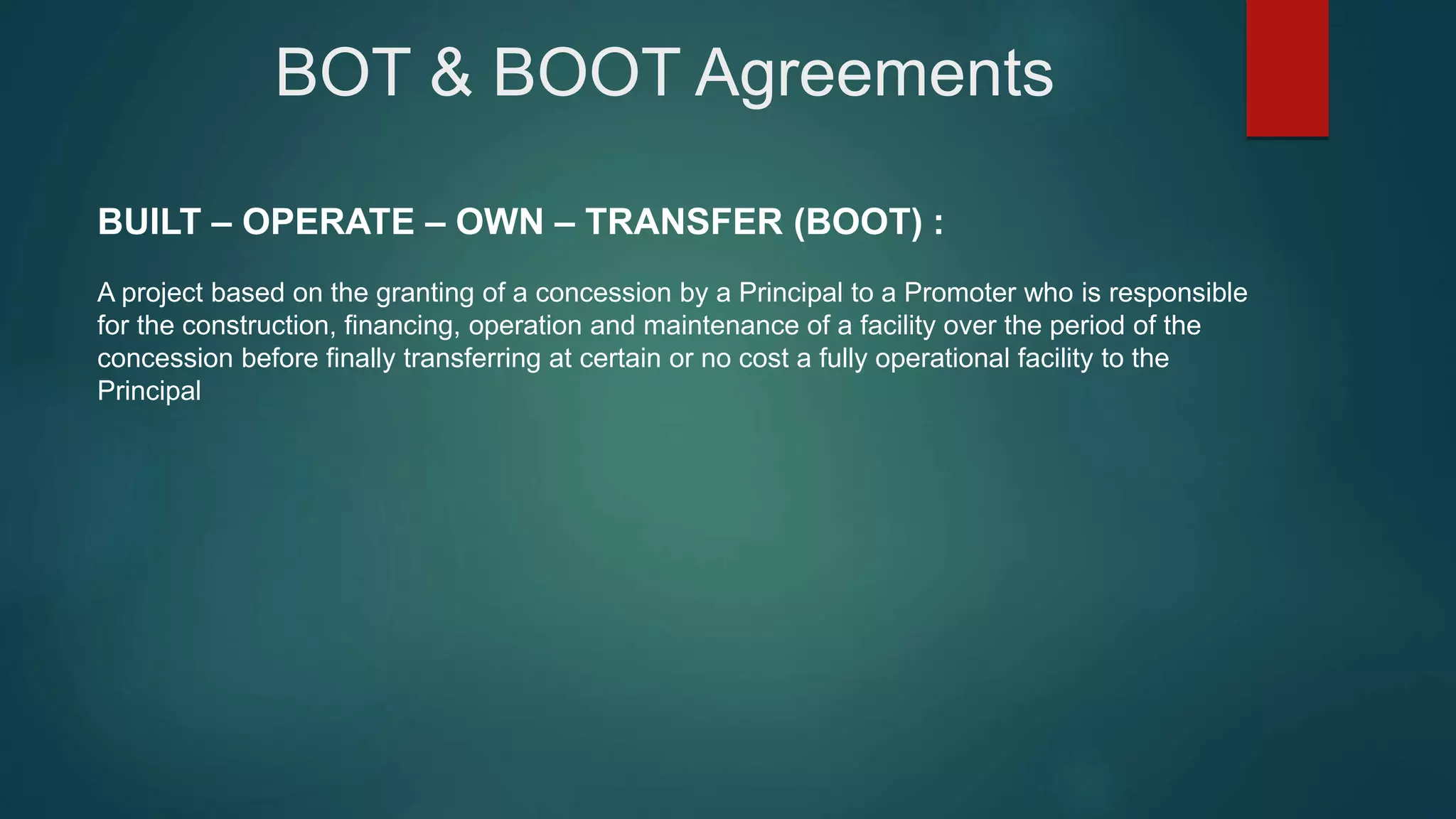 BOOT, BOT, Management Contracts & Turnkey PROJECTS | PPTX