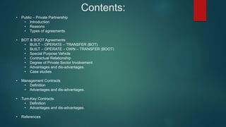 BOOT, BOT, Management Contracts & Turnkey PROJECTS | PPTX
