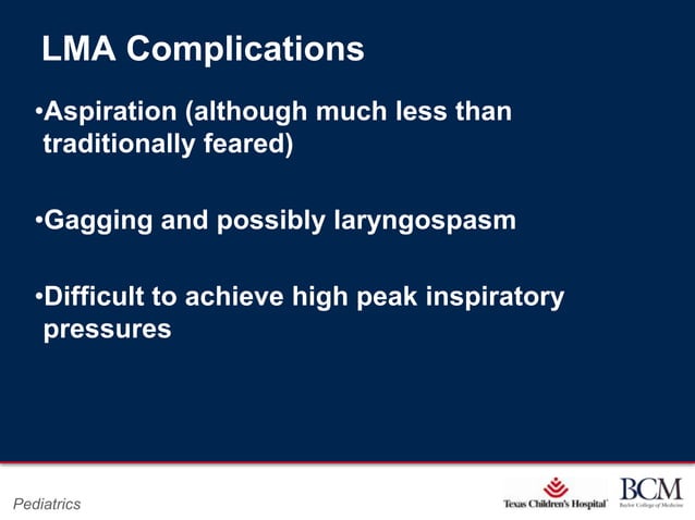 2013 Pediatric Fellows Boot Camp_Adjuncts BMV & LMA | PPT