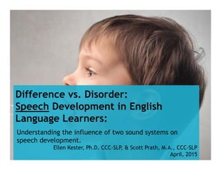 Difference vs. Disorder: Speech Development in Culturally and ...