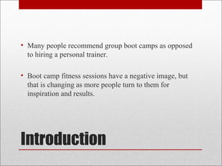 Boot camp workout vs. personal trainer | PPT