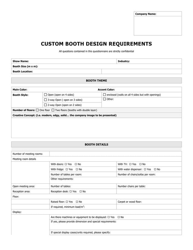 Booth design questionnaire | PDF