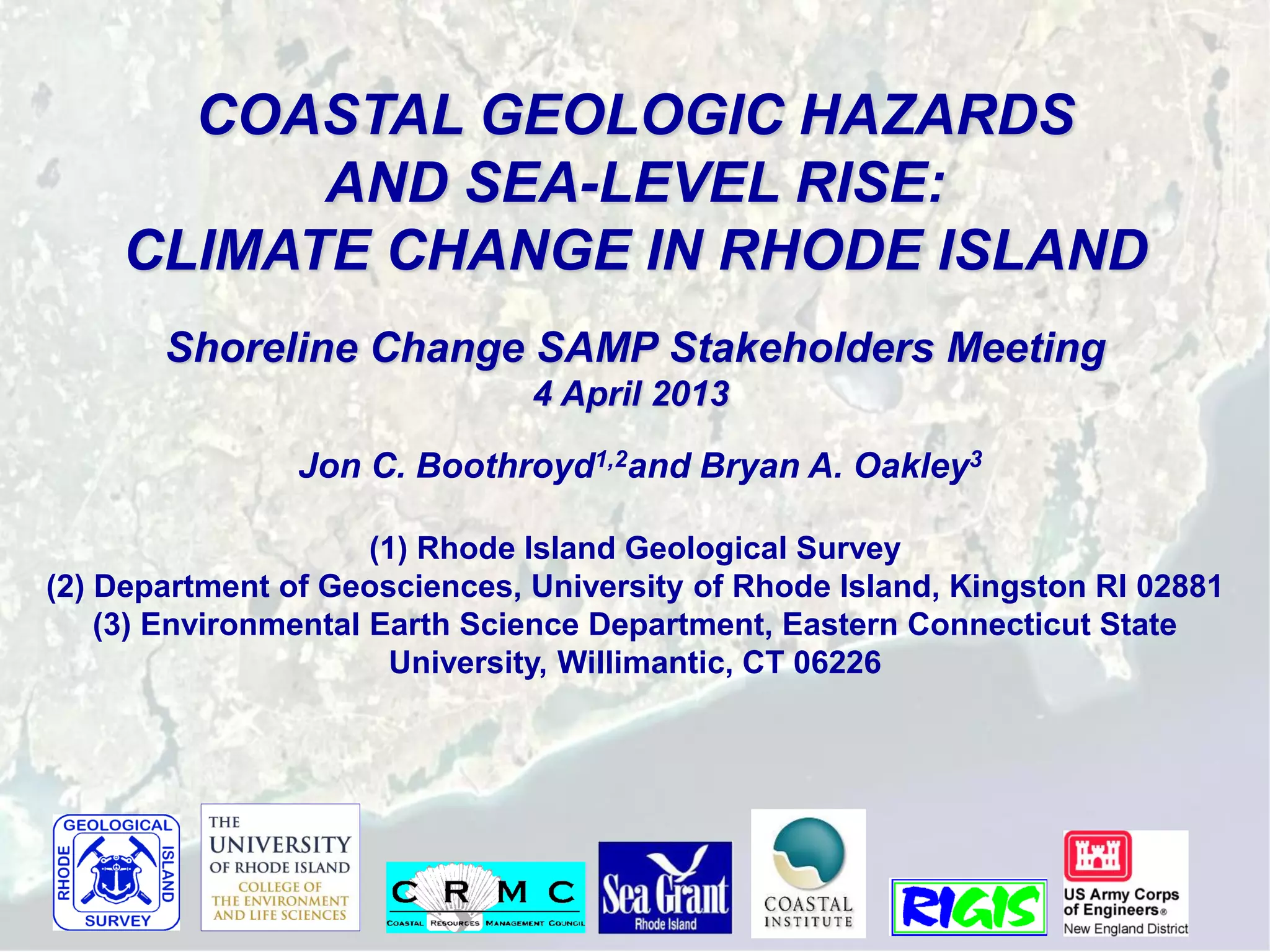 Coastal Geologic Hazards and Sea-Level Rise: Climate Change in Rhode ...