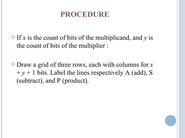 Booths Multiplication Algorithm | PPT | Physics | Science
