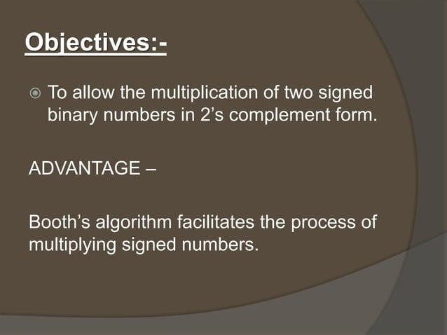 Booths algorithm for Multiplication | PPTX