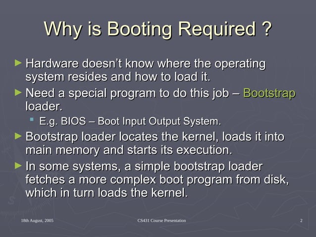 Booting in operating system in slideshare.ppt | Operating Systems | Computer Software and ...