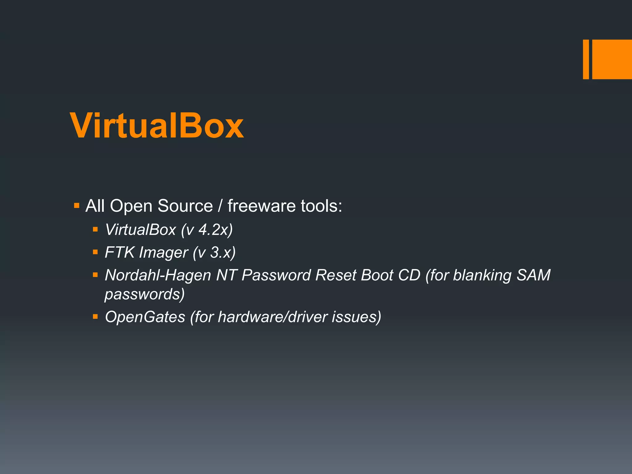 Booting an image as a forensically sound vm in virtual box | PDF