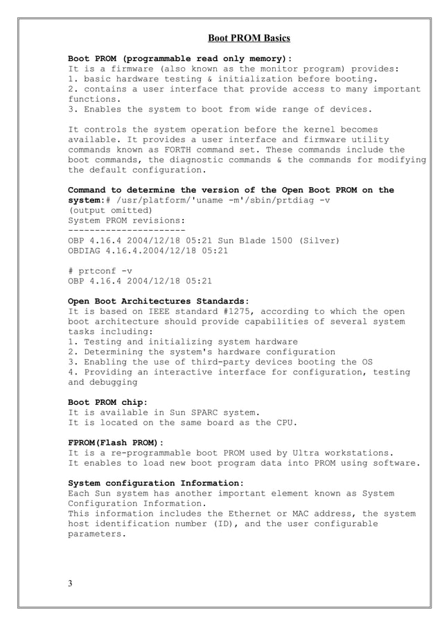 Boot prom basics | DOC | Operating Systems | Computer Software and ...