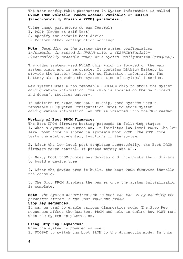 Boot prom basics | DOC | Operating Systems | Computer Software and ...