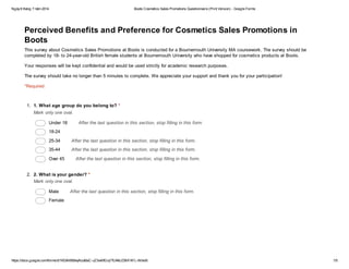 Questionnaire survey for the research of cosmetics sales promotions in ...