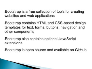 Bootstrap | PPTX | Web Development | Internet