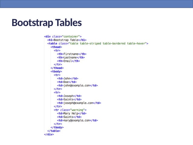 Bootstrap SLIDES for web development course | PPTX
