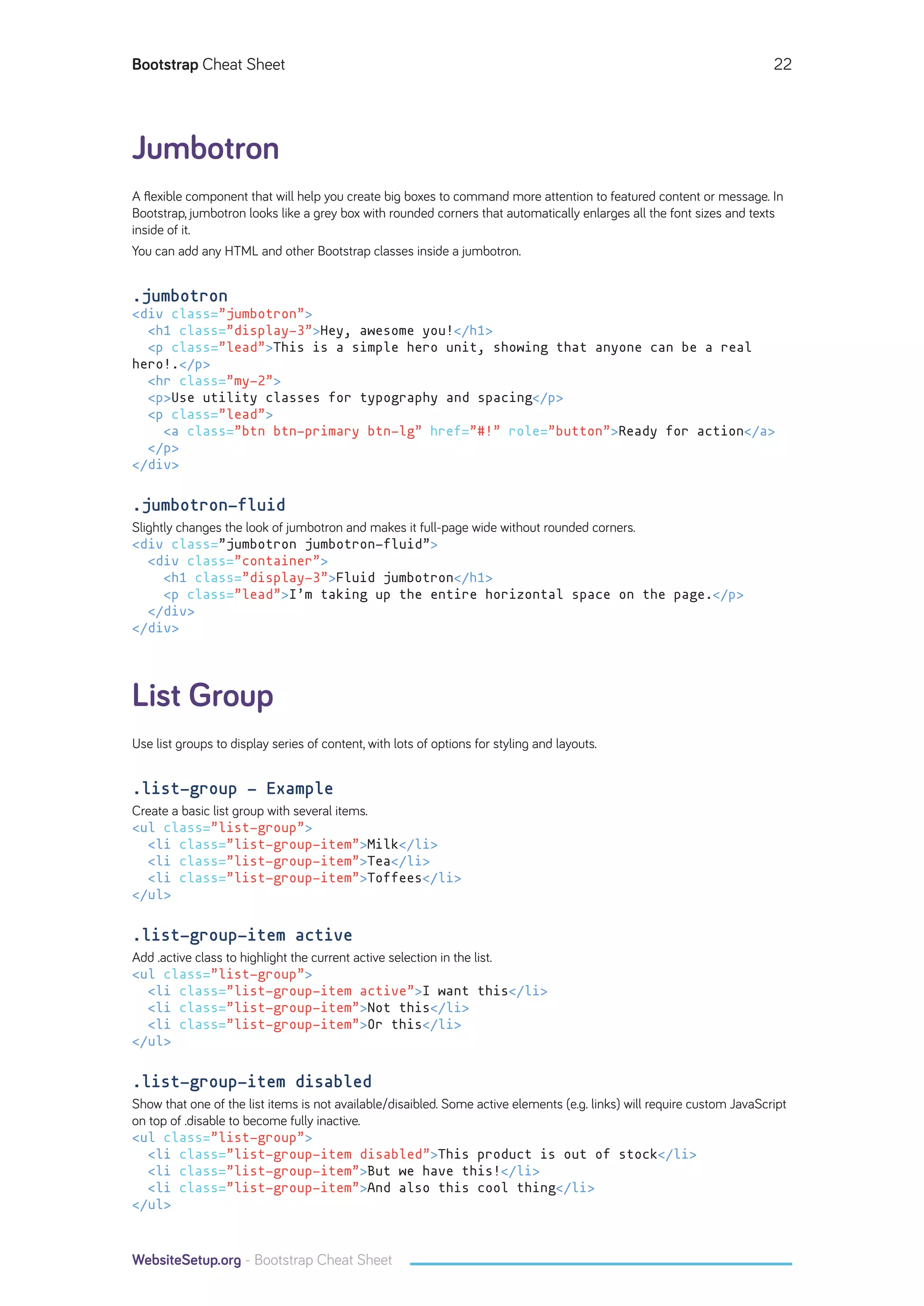 Bootstrap cheat-sheet-websitesetup.org | PDF
