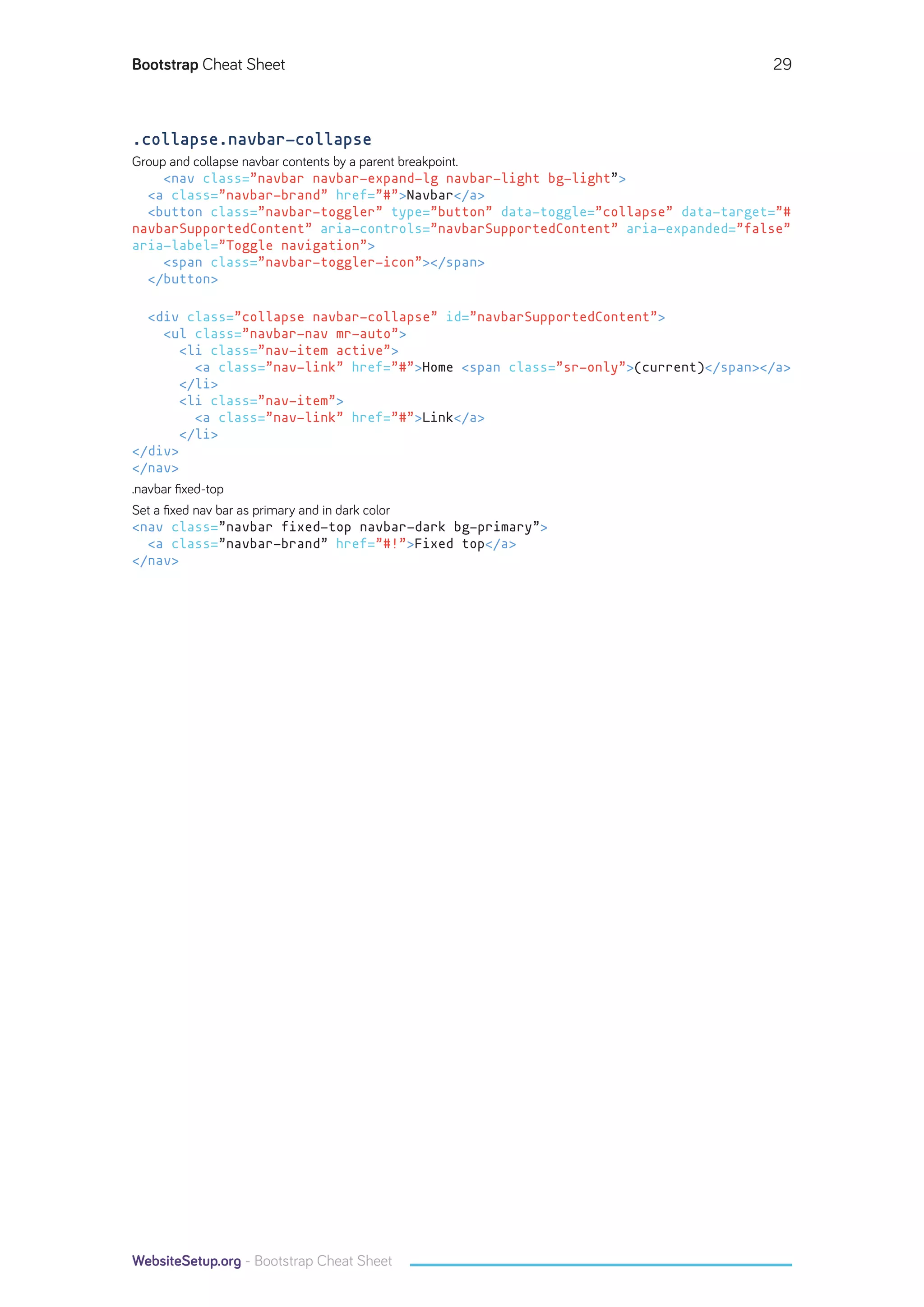 Bootstrap cheat-sheet-websitesetup.org | PDF