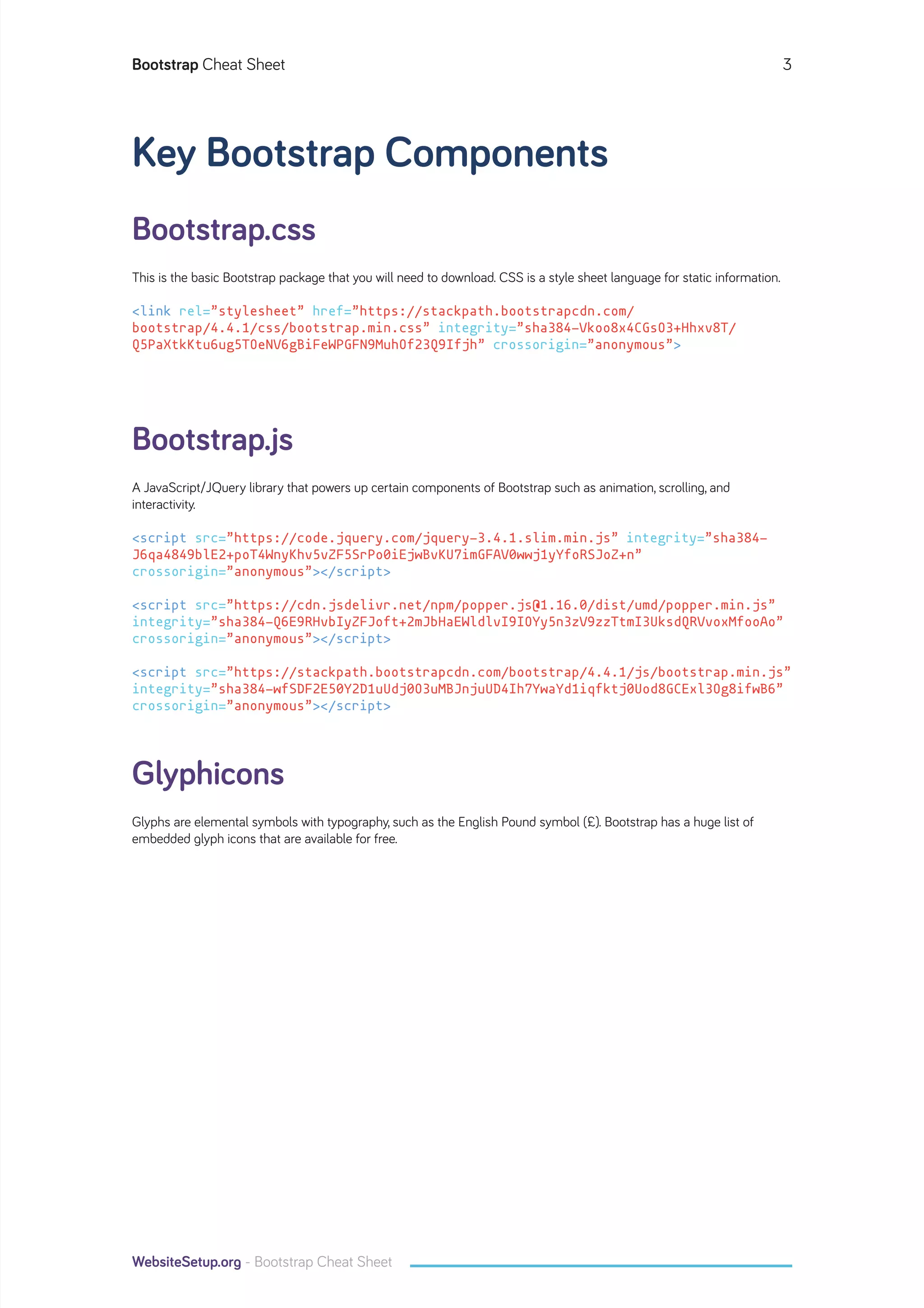 Bootstrap cheat-sheet-websitesetup.org | PDF