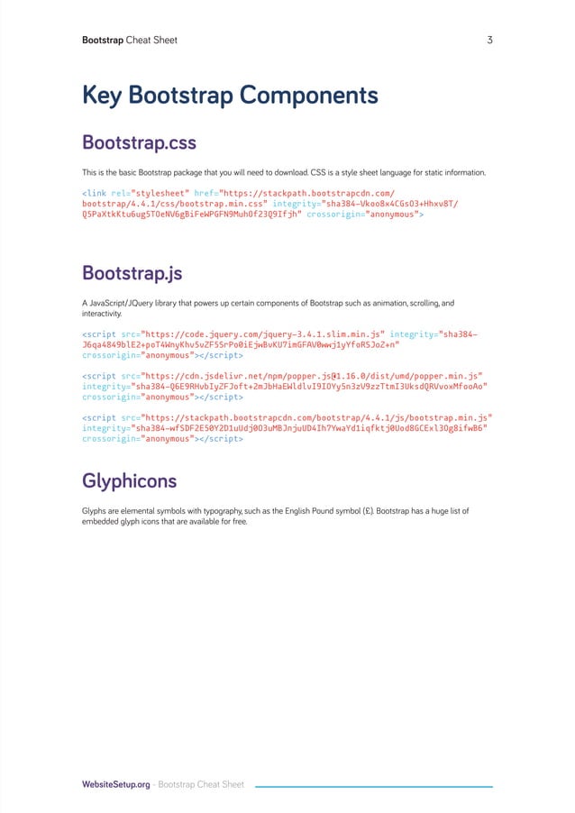 Bootstrap cheat-sheet-websitesetup.org | PDF