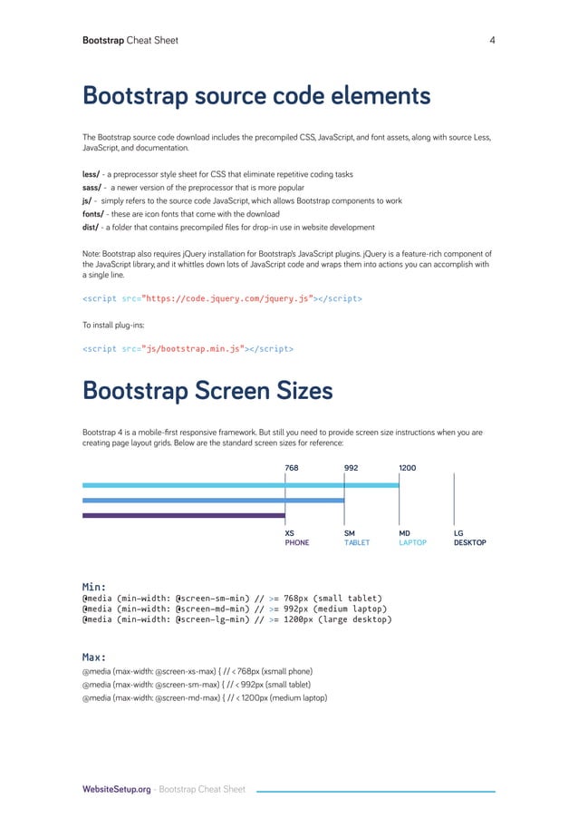 Bootstrap cheat-sheet-websitesetup.org | PDF