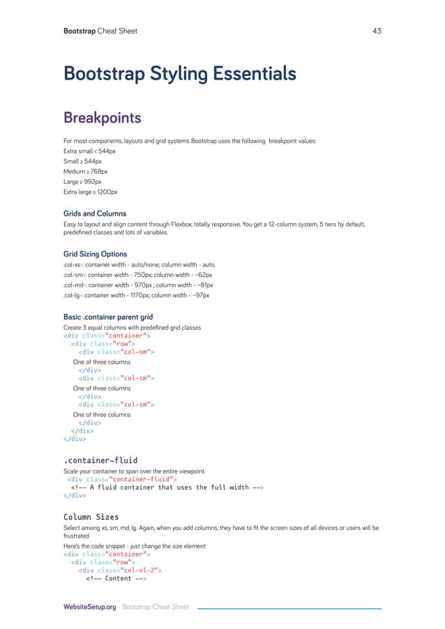 Bootstrap cheat-sheet-websitesetup.org | PDF