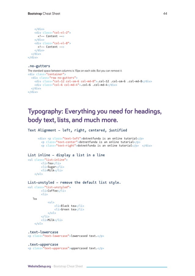 Bootstrap cheat-sheet-websitesetup.org | PDF