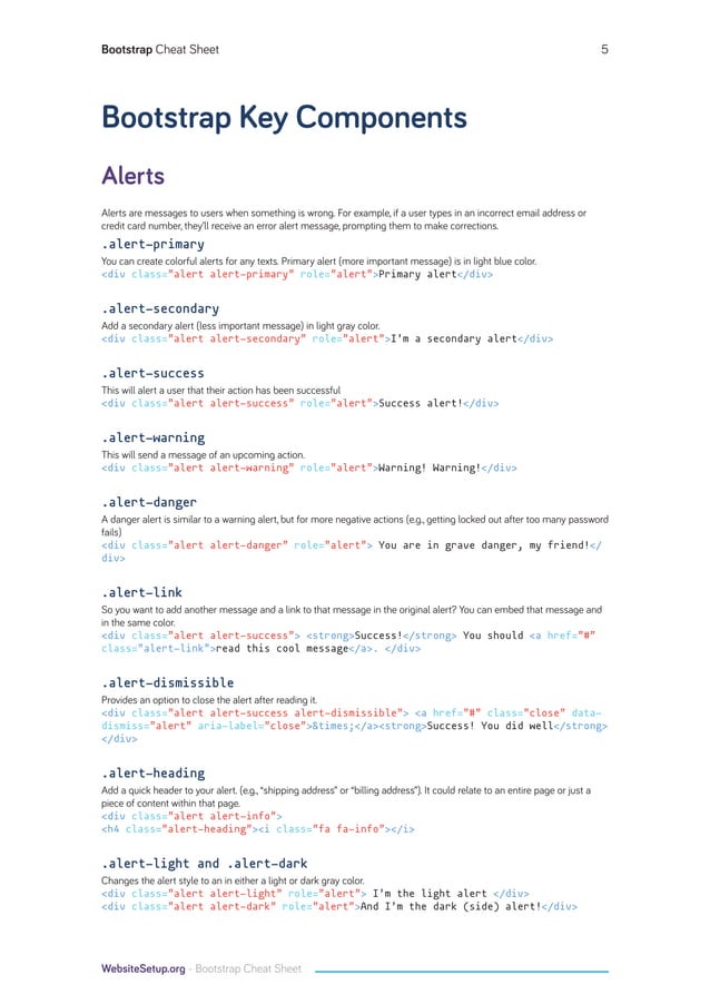 Bootstrap cheat-sheet-websitesetup.org | PDF