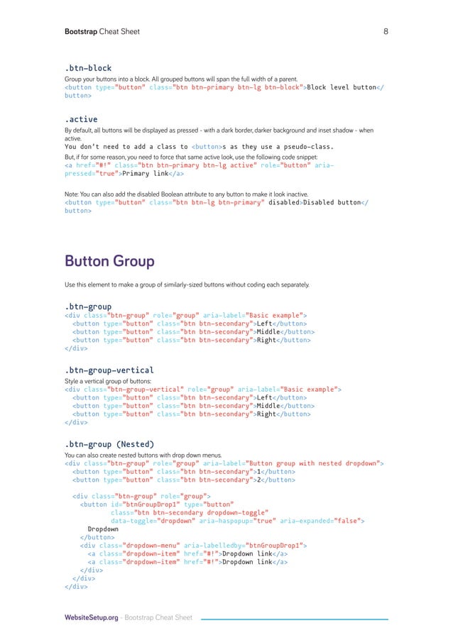 Bootstrap cheat-sheet-websitesetup.org | PDF