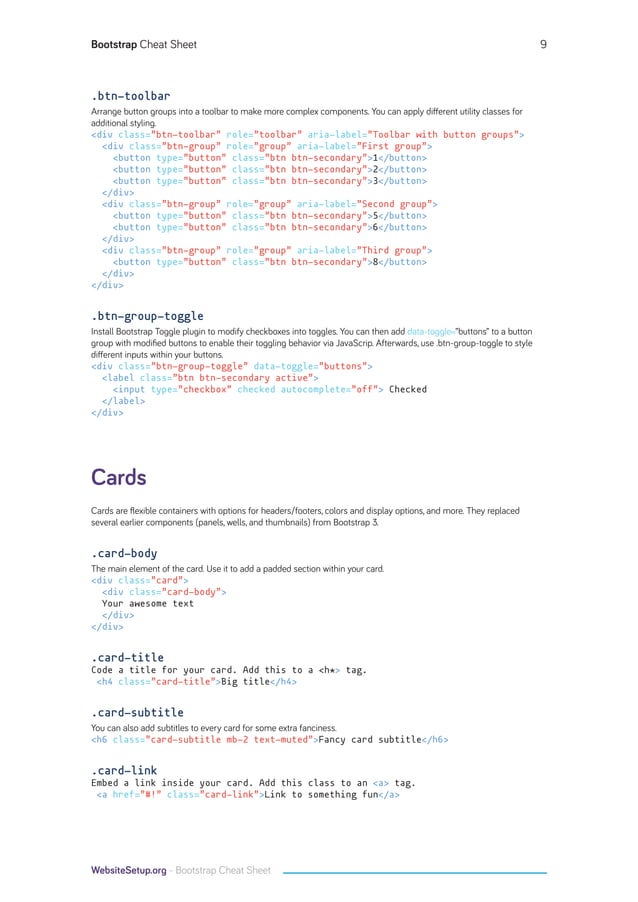 Bootstrap cheat-sheet-websitesetup.org | PDF