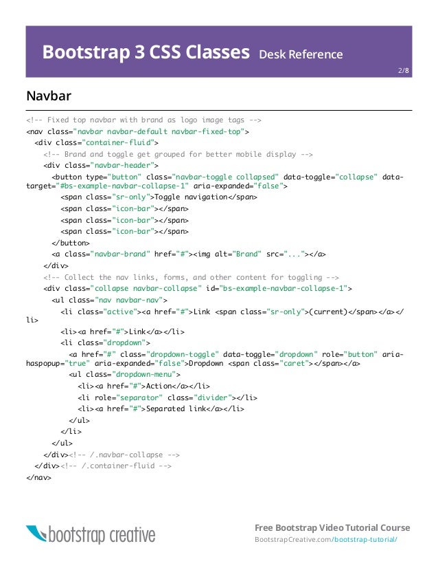 Bootstrap 3 Cheat Sheet PDF Reference
