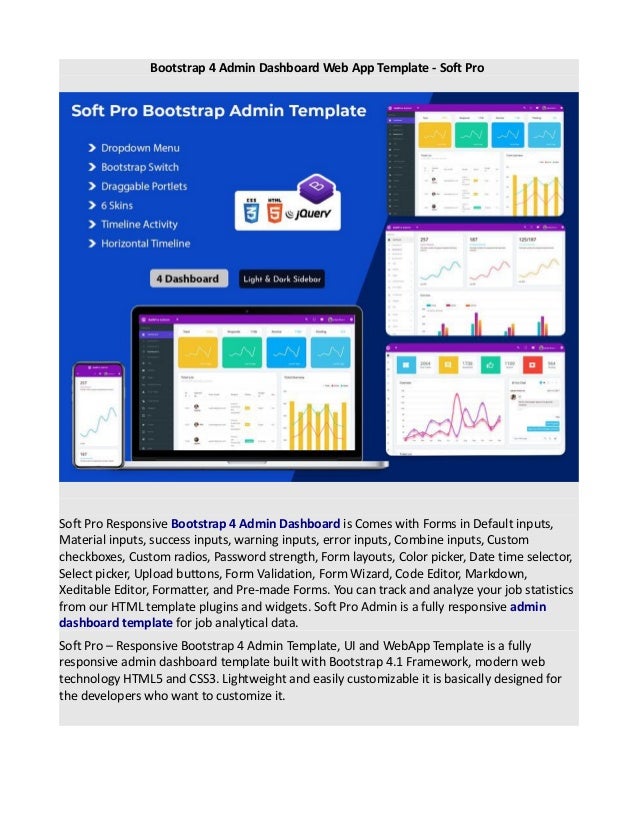 Bootstrap 4 Admin Dashboard Web App Template - Soft Pro.pdf | Internet | Computing